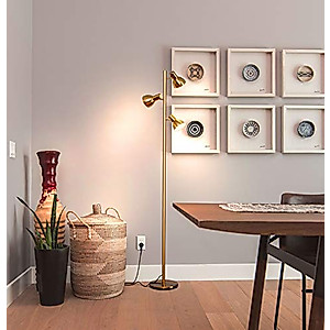 Brightech Ethan Floor Lamp, Dimmable Standing Lamp for Bedroom Reading, Great Living Room Décor, Modern LED Lamp for Living Rooms, Tall Tree Lamp for Offices - Brass