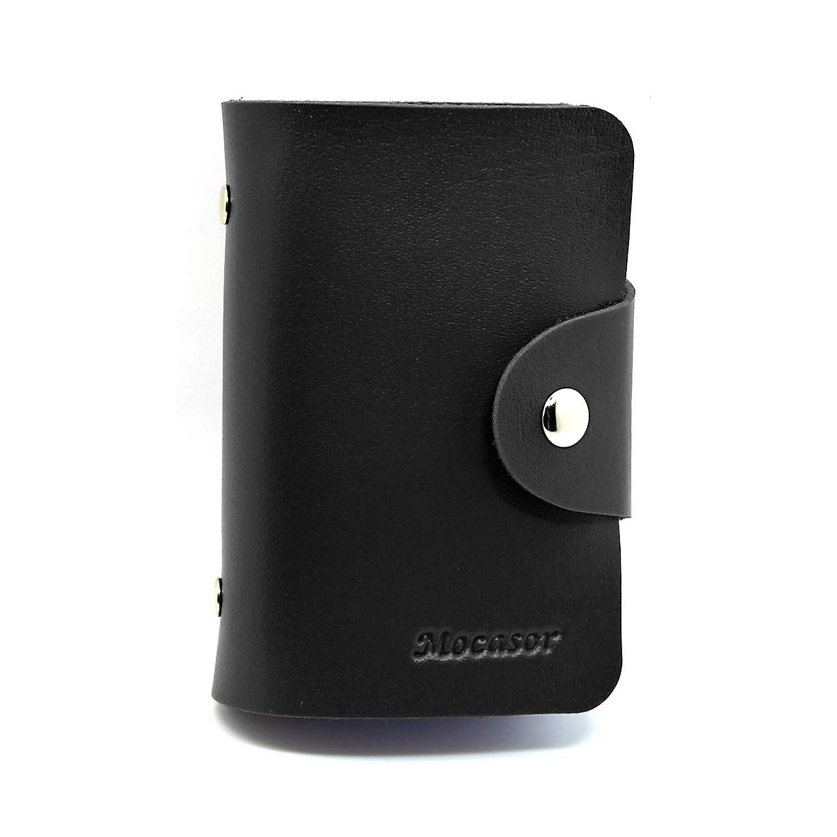 Mocasor Soft Leather Credit Card Holder for Men & Women Bank Card Case with 24 Durable Plastic Insert Slots Slim Pocket Wallet ID Card Organiser Business Card Case Purse (Black)