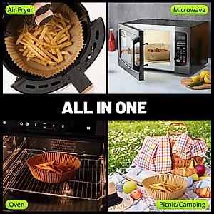 Air Fryer Liners 200 PCS Premium Quality disposable, 6.3 inches Round Paper Liners, Non-Stick & Waterproof Basket liner, Food Grade Oil Resistant Liner for Grease-Free Frying Experience