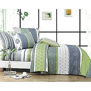 Swanson Beddings Serene 3-Piece 100% Cotton Bedding Set: Duvet Cover and Two Pillow Shams (Queen)