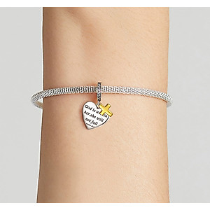 Love Heart Charm Fit for Pandora Charms Bracelet Christian Bible Verse Cross Charm Prayer Faith Religious Jewelry Gifts for Women 19