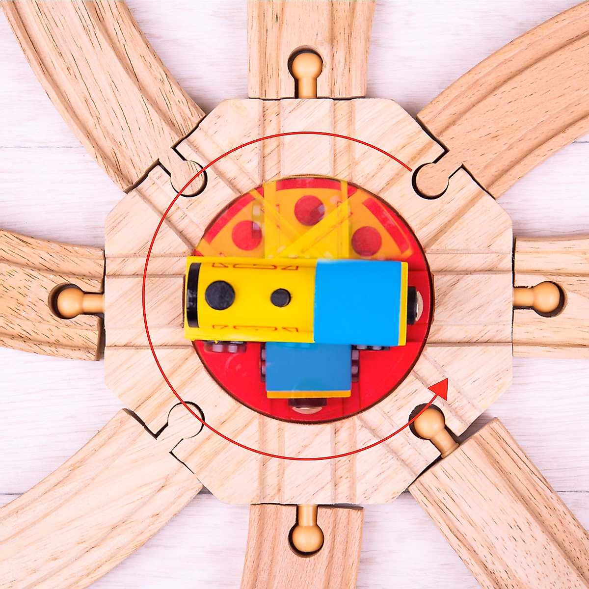 Bigjigs Rail 8 Way Turntable - Other Major Wooden Rail Brands are Compatible