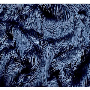EOVEA Shaggy Faux Fur Fabric by The Yard - 36" X 60" Inch - Long Pile Fur - Fake Fur Materials - Soft & Fluffy Craft Fabric Supplies for DIY Arts & Crafts, Apparel, Costume, Rug(Navy Blue, One Yard)