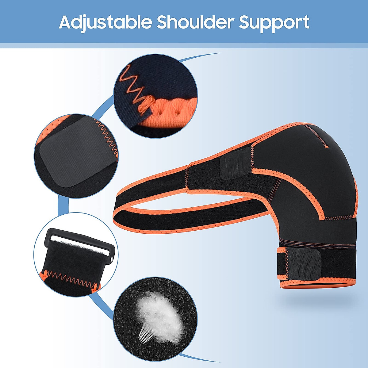 Shoulder Stability Brace, Compression Sleeves Recovery Rotator Cuff Support Wrap with Pressure Pad Adjustable Breathable Arm Strap for Men Women AC Joint Pain Relief Injuries Tears Dislocated