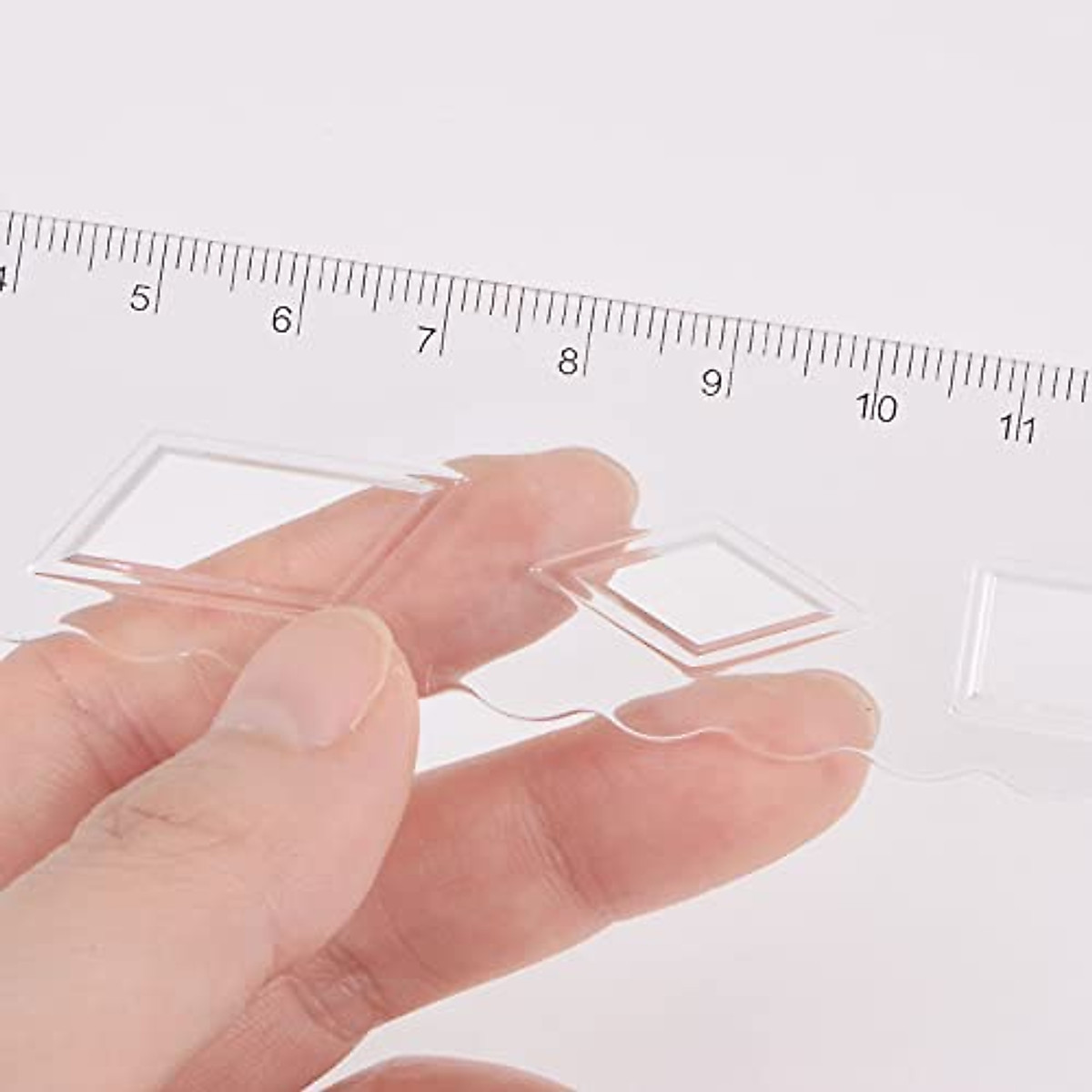 HARFINGTON 2pcs Straight Plastic Ruler 15cm Metric Plastic Clear Measuring Tool Hollow Design with Wavy Line for Classrooms Home Office, Transparent