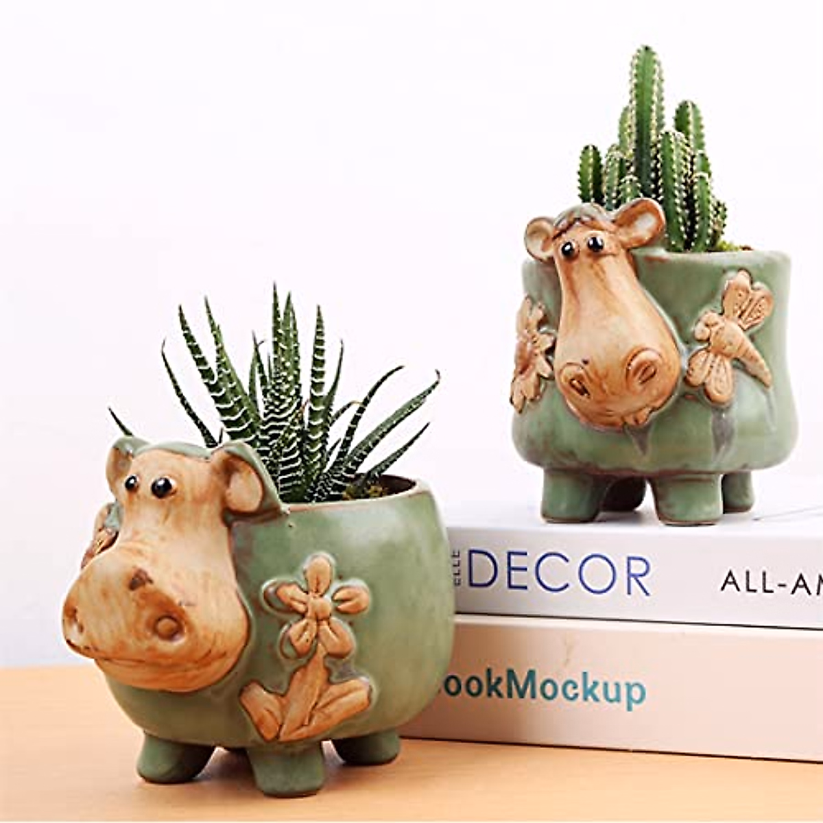 Small Succulent Pots,Succulent Garden Planters,Handicraft Creative Flower Decoration Ornaments,Cute Donkey Ceramic Flower Succulent Pot with Drainage,Suitable for Flower Shops,Home Life,Cafes