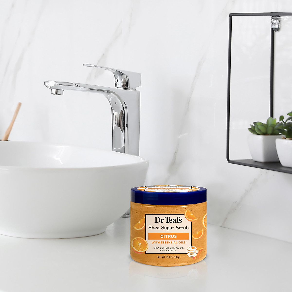 Dr Teal's Shea Sugar Body Scrub, Citrus with Essential Oils & Vitamin C, 19 oz (Pack of 3) (Packaging May Vary)