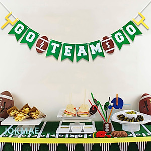 Game Day Football Party Banners - Felt Pennant Bunting, Green Hanging Garland for Sports Themed Birthday Decorations Pub Wall Table Décor, Gifts 50 Colorful Drinking Straws with 24 Toppers