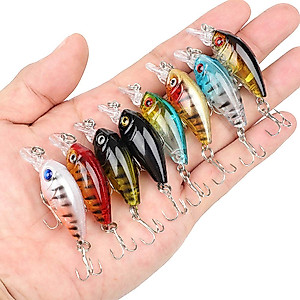 DONQL Crankbaits Fishing Lure Set Minnow Baits Kit Wobbler Topwater Lures with Hooks Hard Popper Lures for Saltwater Freshwater Trout Bass Perch Salmon Fishing (Type 1-4.5 cm / 4g)