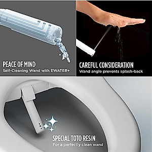 TOTO WASHLET+ Drake II 1G Two-Piece Elongated 1.0 GPF Toilet with Auto Flush WASHLET+ S7 Contemporary Bidet Seat, Cotton White - MW4544726CUFGA#01