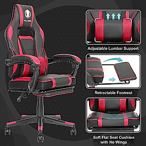 HEALGEN Massage Gaming Chair with Footrest, Racing Computer Desk Office Chair High-Back Swivel Recliner Chair with Linked Aremrest and Flexiable Lumbar Support
