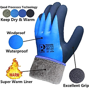 Waterproof Thermal Winter Work Gloves Fleece Liner Insulated Warm for Gardening Car Washing Fishing Outdoor
