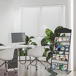 XIDIHF Floor-Standing Magazine Rack 5 Layer with Wheels Brochure Display Stand Large Newspaper Stand for Trade Show Exhibitions Office (Long 18.7 IN)