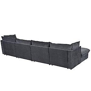 136.6" Oversized U-Shaped Cushions Modular Sectional Sofa W/Extra Wide Chaises and Removable Ottomans,6 Seaters Corner Upholstered Sofa & Couch Deep Seat Convertible Sleeper Couch Bed for Living Room