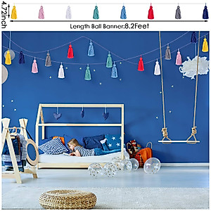 4 Pieces Colorful Garland Banner Felt Balls Garland Tassel Triangle Flags Light Bulb Banners for Christmas Holiday Wedding Party Wall Decorations