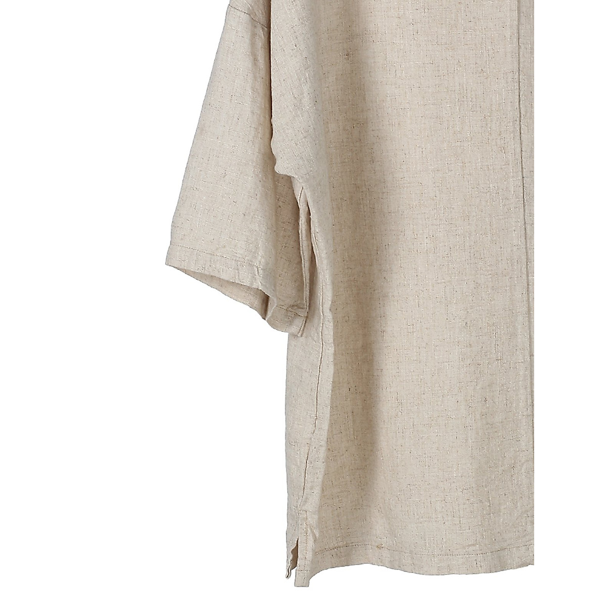 Minibee Women's Elbow Sleeve Linen Tunic Tops Solid Color Retro Blouse Linen L