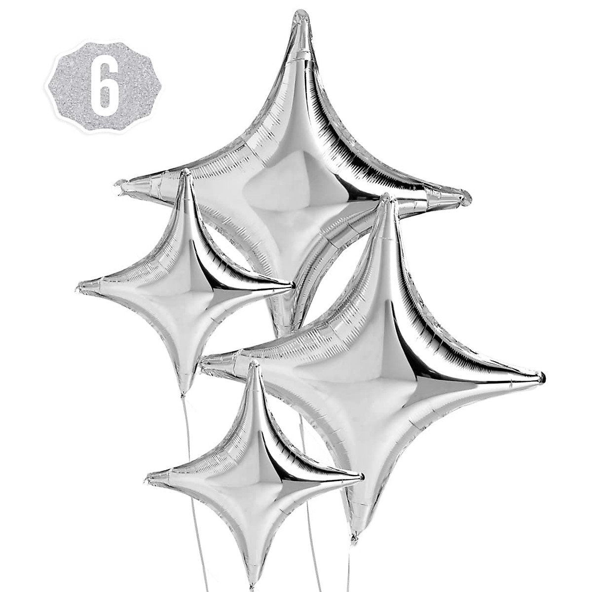 xo, Fetti Silver Sparkle Foil Birthday Balloon - 6 pc | Bday Party Decorations, Bachelorette, Anniversary, Graduation