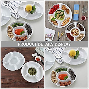 DOITOOL Divided Serving Dish Plastic Melamine Round Relish Platter Tray Appetizer Compartment Bowl for Chips Dip Veggies Candy Snacks
