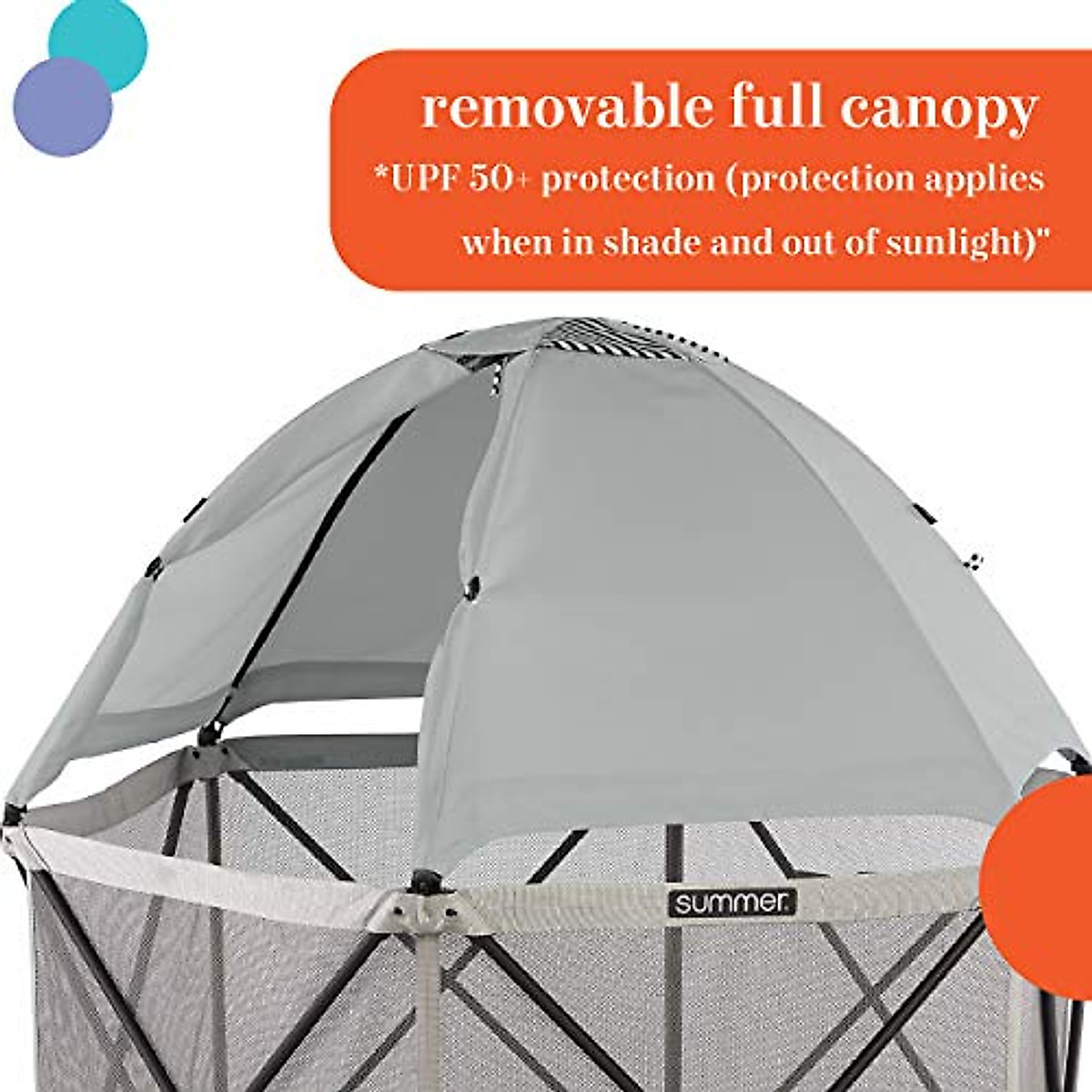 Summer Pop ‘n Play SE Hex Playard, 6-Sided, Sweet Life Edition, Aqua Sugar Color – Full Coverage Play Pen for Indoor and Outdoor Use - Fast, Easy and Compact Fold Aqua Sugar