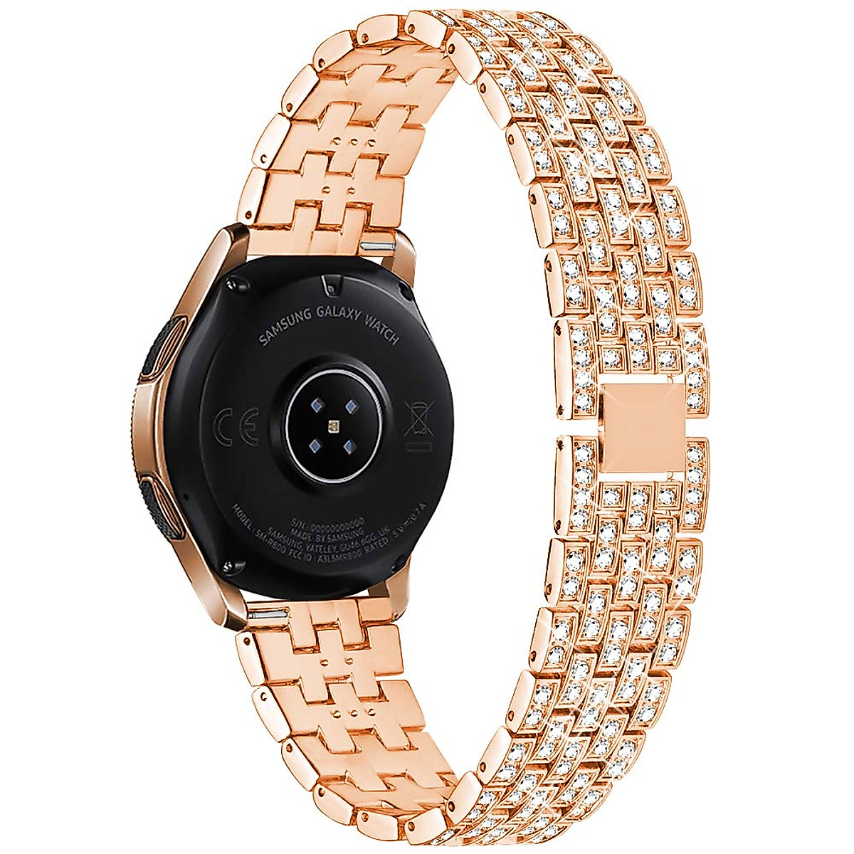Dsytom Compatible with Galaxy Watch 42mm Band Women+ Bezel, 20mm Jewelry Watchband & Bezel Ring Cover Diamond Strap Bracelet for Samsung Galaxy Watch 4 Classic 42mm (Rose gold)