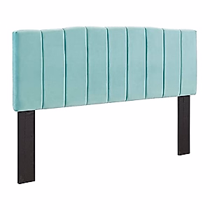 Modway Camilla Channel Tufted Performance Velvet Full/Queen Headboard in Mint