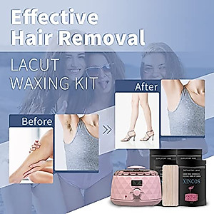 Wax Warmer Kit for Women Men, Hair Removal Waxing Kit with 4 Hard Wax Beans, Lacut Wax Pot for Bikini Brazilian Body Legs Eyebrows Armpits, Newest Diamond Appearance Wax Machine for Sensitive Skin (Pink)