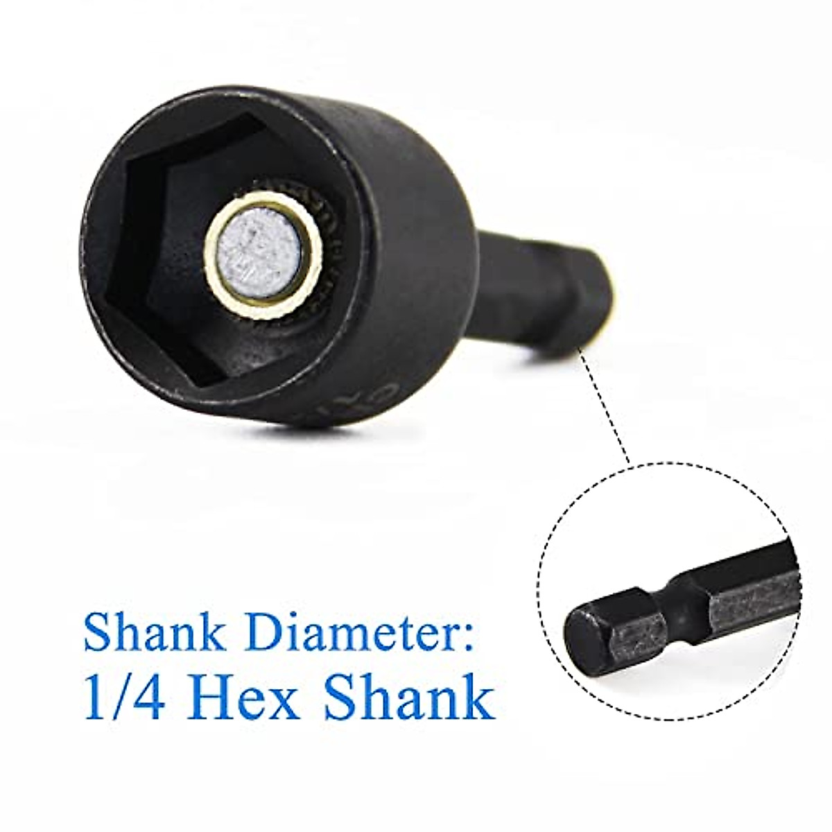 GOSWIFT 14PCS Magnetic Power Nuts Driver Set for Impact Drill, Chrome Vanadium Steel, SAE and Metric, 1/4" Hex Head Drill Bit Set Screwdriver Socket Set