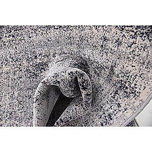 Unique Loom Chateau Collection Distressed, Textured, Vintage, Border, Rustic, Traditional Area Rug, 2 ft 2 in x 6 ft 7 in, Navy Blue/Beige