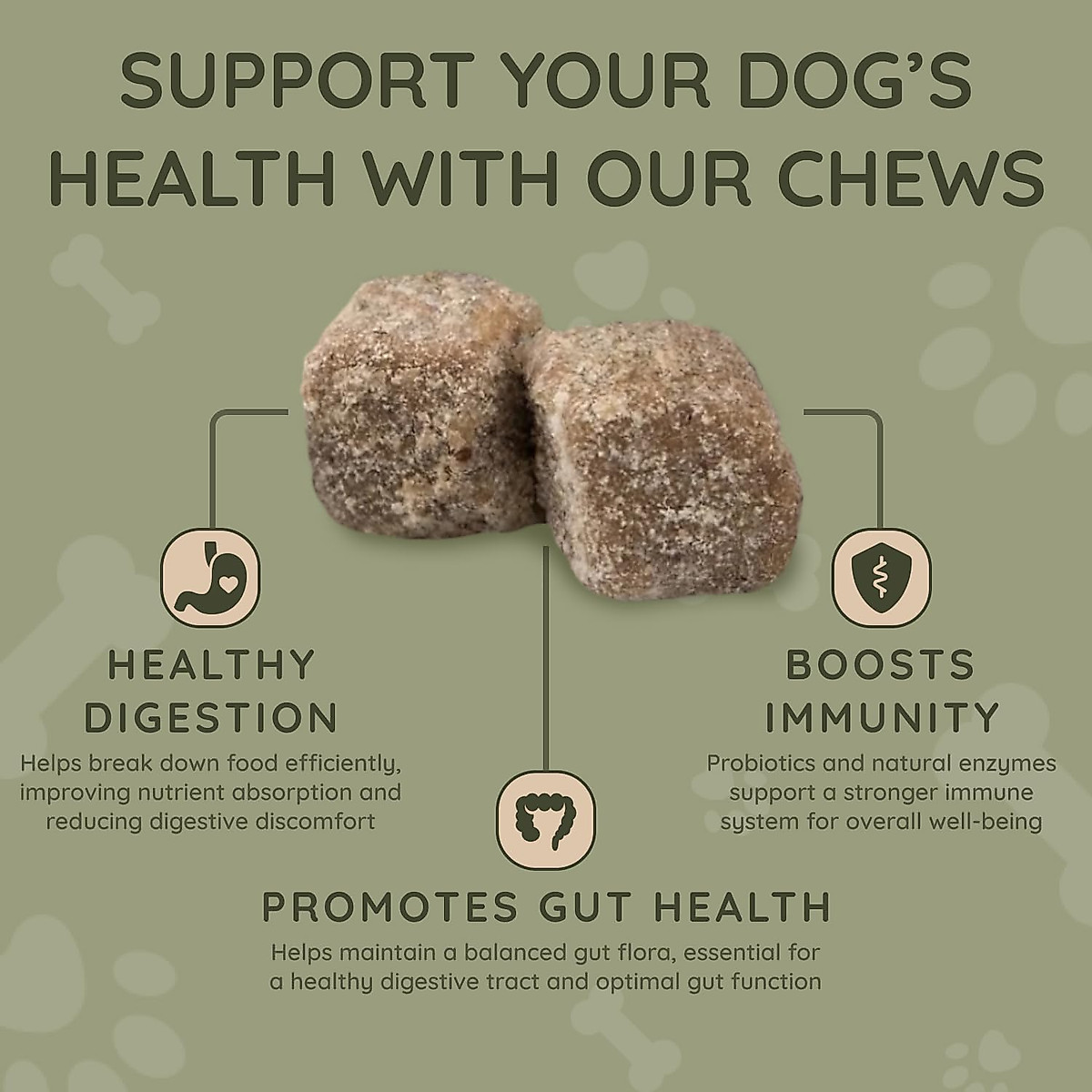 Asher House Wellness Probiotics Digestive Chew for Dogs - Dog Probiotic, Digestive Enzymes for Gut Health & Digestion - Pet Chews for Diarrhea, Upset Stomach, Allergies, Itchy Skin Relief, 120 Chews
