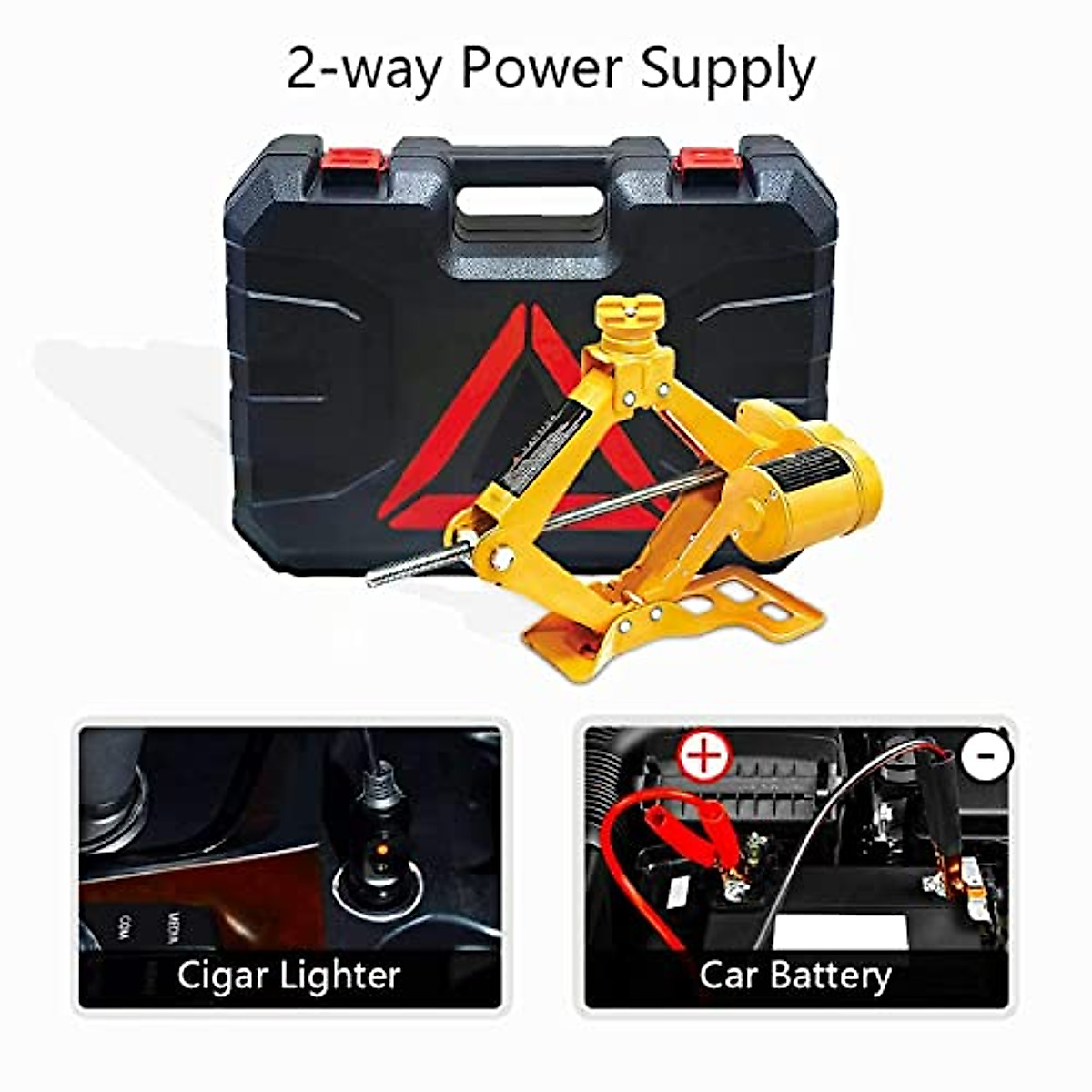 Simtamy Electric Car Jack 2 Ton 12V Electric Scissor Jack with Storage Box for Car SUV Tire Changes (Lifting rang: 4.72~14.72 inch)