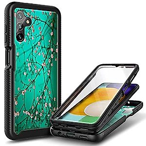 NZND Case for Samsung Galaxy A13 5G with [Built-in Screen Protector], Full-Body Protective Shockproof Rugged Bumper Cover, Impact Resist Durable Phone Case (Plum Blossom)