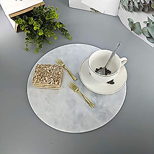 BustleDust 100% Natural Marble Pastry Board for Food, Tea, Coffee, Breakfast, Snacks, Cheese, Appetizers - Use in Kitchen, Bathroom, Office - Natural Marble (Gray White,Glossy Surface)