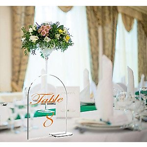 20 Sets Clear Arch Acrylic Sign with Stand Blank Arched Acrylic Table Numbers for Wedding Events Parties Decor (4 x 6 Inch)