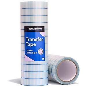 12" x 100' Roll of Clear Transfer Tape for Vinyl, Made in America, Vinyl Transfer Tape with Alignment Grid for Cricut Crafts, Decals, and Letters