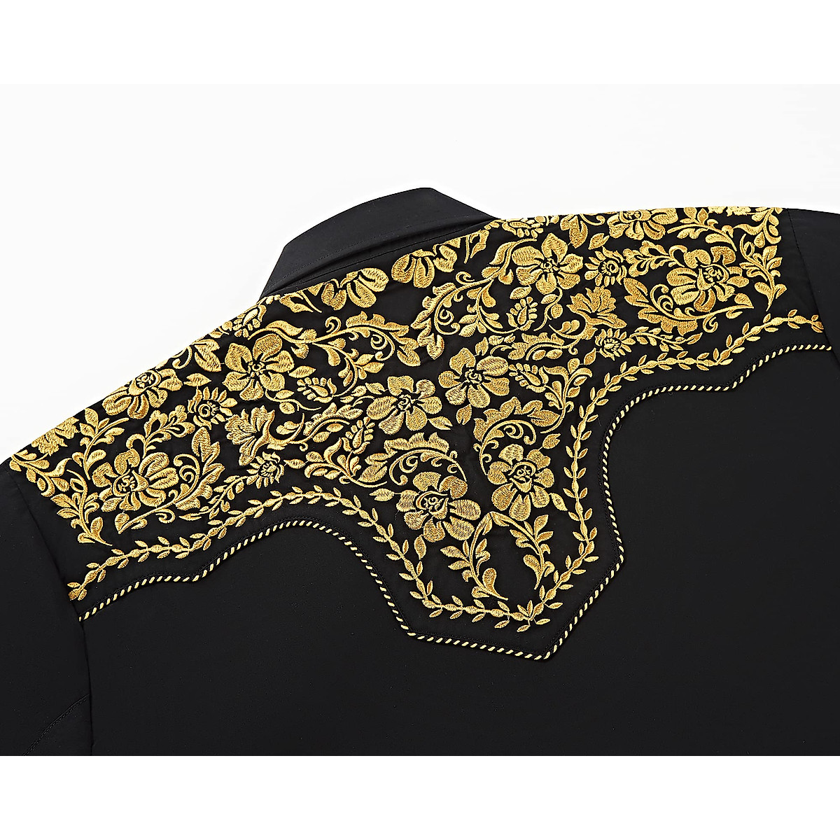 SALVAJE OESTE Embroidered Western Cowboy Shirts for Men Snap Button Long Sleeve Shirt with Western Cowboy Embroidery Black-Yellow