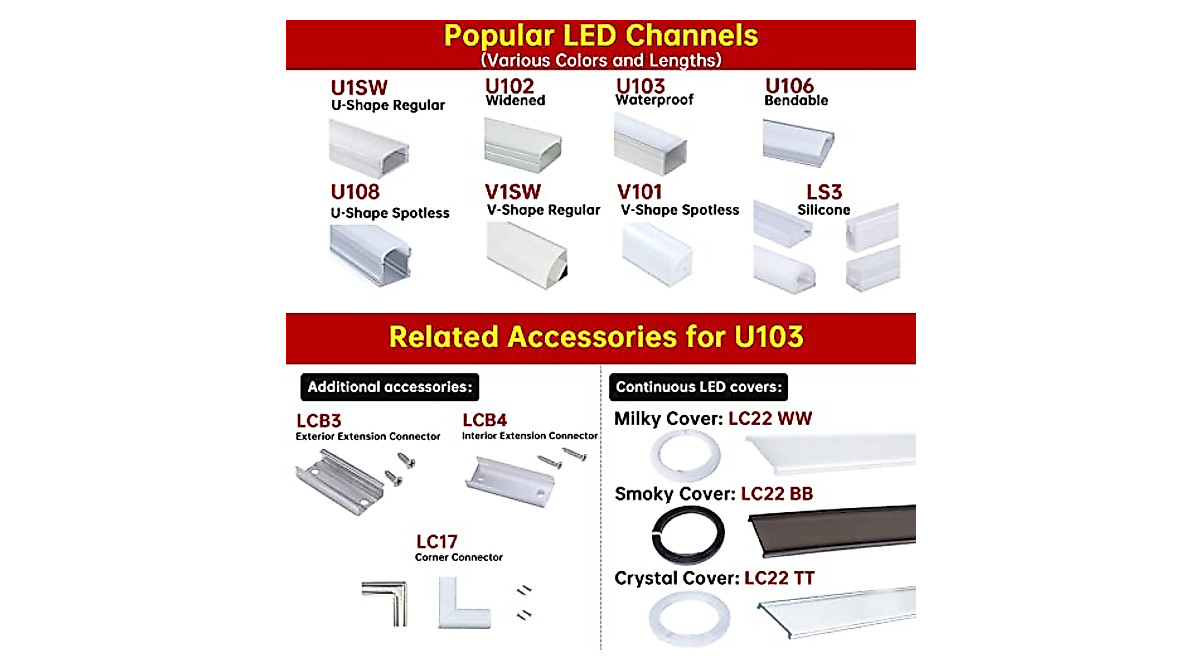 Muzata 10-Pack Waterproof LED Channel System for Indoor & Outdoor Use