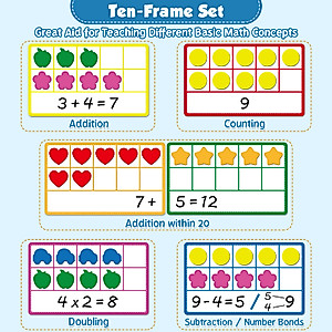 Torlam Magnetic Ten Frame Set, Math Games for Kids Math Manipulatives Elementary Kindergarten Preschool Classroom Must Haves, Math Counters Toddler Learning Toys Game for Homeschool Special Education