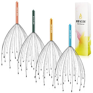 HOFASON 4PCS Head Massager Head Scratcher with 20 Fingers, Scalp Massager Christmas Gift Ideas Stocking Stuffers for Women Men, Massager Tool Bulk Set for Hair Growth and Body Stress Relax