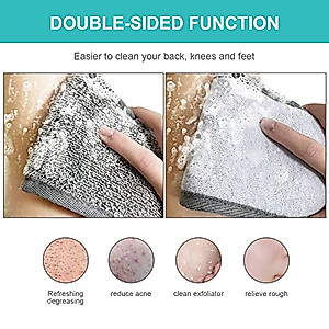 Loofah Back Scrubber, 35.4 Inch Exfoliating Back Scrubber for Bath Shower Scrubber for Men and Women, Luffa Scrubber to Deep Clean Your Skin, with Hair Shampoo Brush and Wall Hook