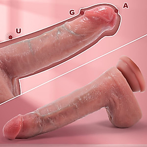 Realistic Dildos for Beginners, Soft Silicone Dildo with Strong Suction Cup for Hands-Free Play, 7.3 Inch Lifelike Dildo with Balls for G-Spot Stimulation, Adult Sex Toys for Women & Couple