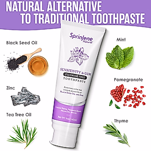 SprinJene Natural Sensitivity & Gum, Fluoride Toothpaste for Sensitive Teeth | Natural Toothpaste for Cavity Protection | 2 Pack