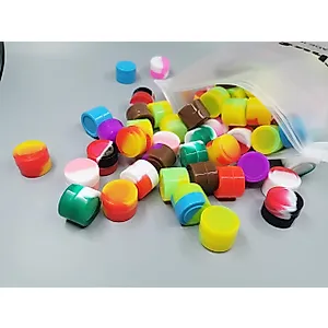 Thufans 2ML Silicone Containers 100pcs Non-Stick Wax Containers Multi Use Storage Jars Oil Concentrate Bottles Assorted Colors