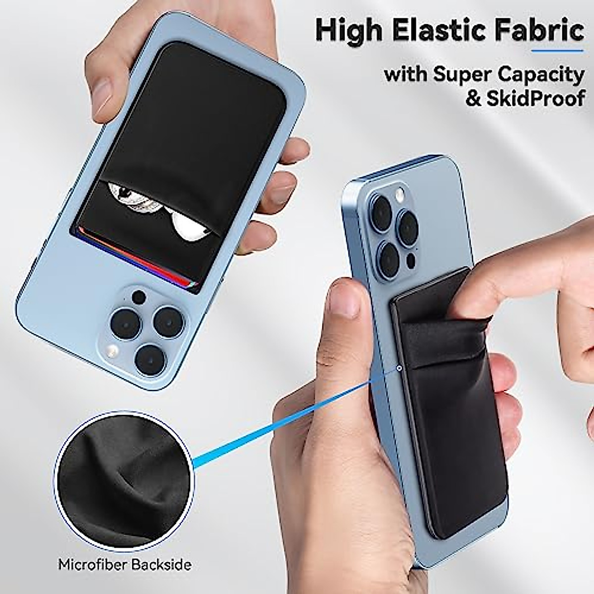 CloudValley Magnetic Wallet for MagSafe, Cell Phone Card Holder for iPhone 15/14/13/12, Nylon Magnetic Case Accessories Card Holder Man Woman, Black