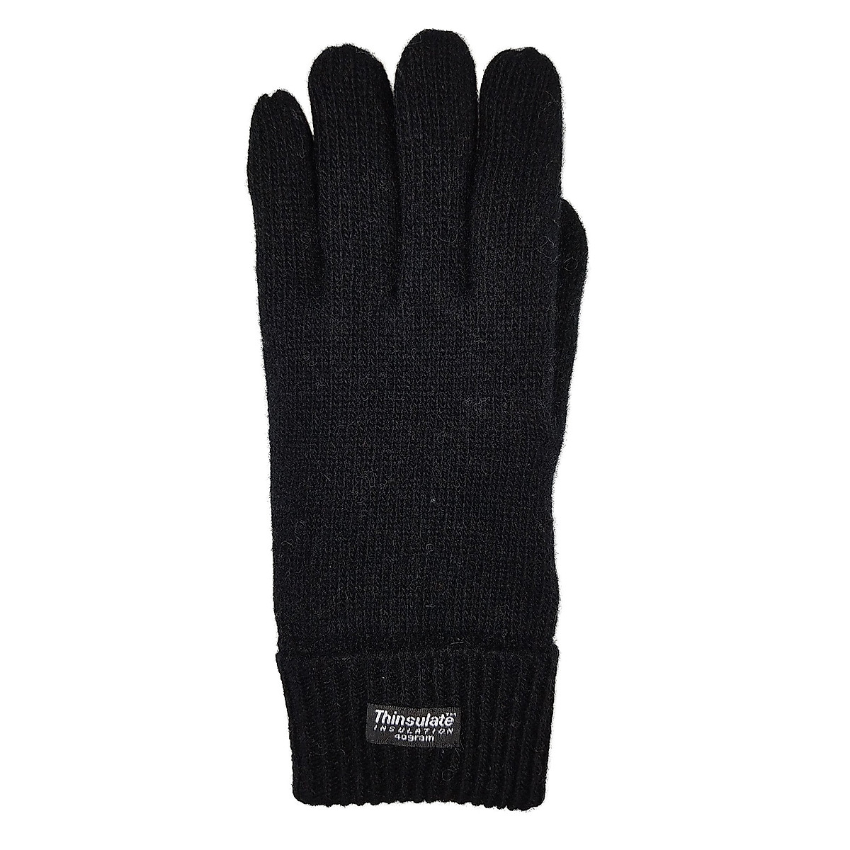 BRUCERIVER Men Pure Wool Knitted Gloves with Thinsulate Lining Size L/XL (Black)