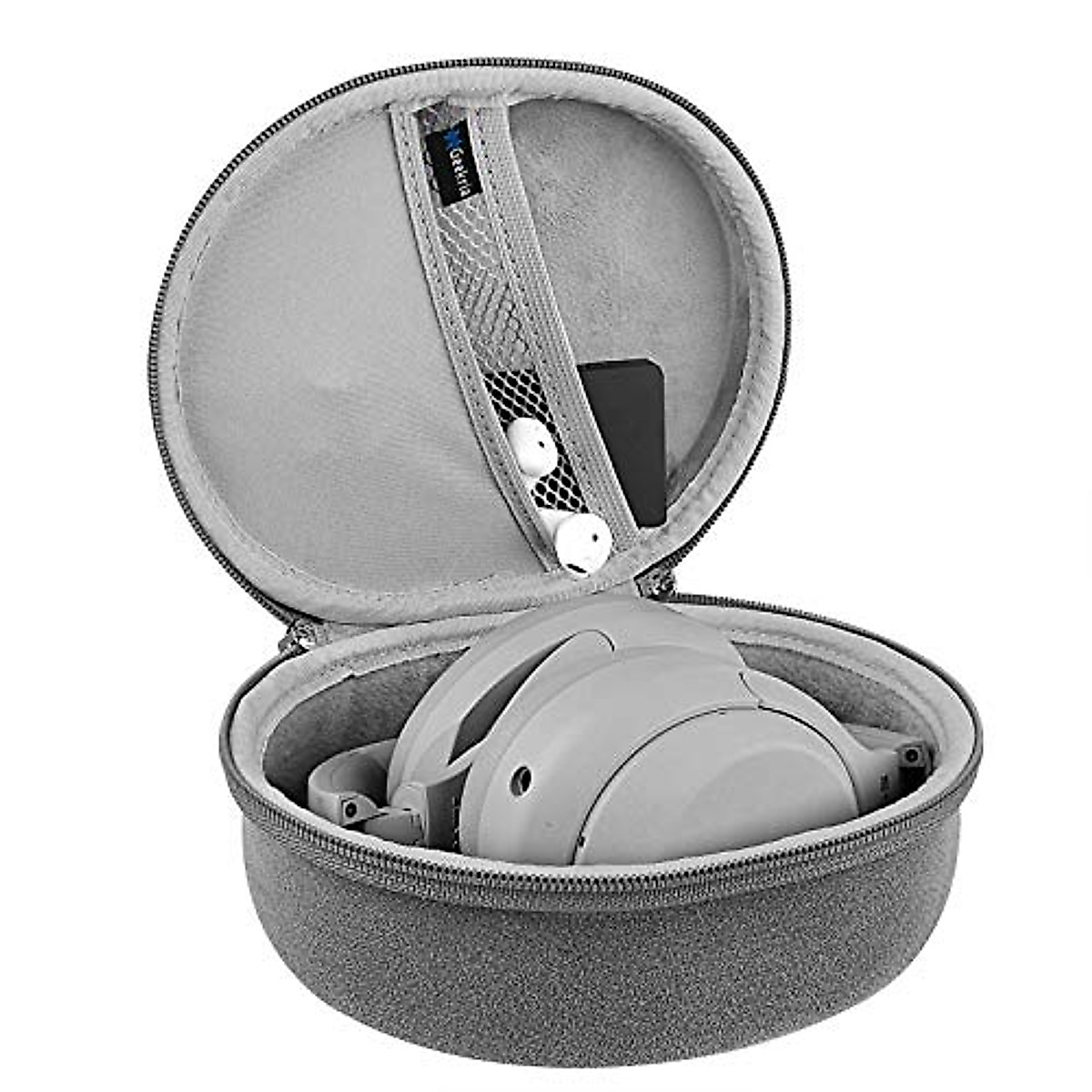 Geekria Shield Headphones Case Compatible with Sony WH-XB910N, WH-XB900N, WH-1000XM4, WH-1000XM3, WH-H910N Case, Replacement Hard Shell Carrying Bag with Cable Storage (Grey)