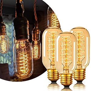 Figame T45 Retro Edison Light Bulb 60w 6 Pack, 120v, E26 Base Dimmable, Incandescent Bulb, 2200k Amber Warm Yellow, Antique for Home Lighting Decoration, Suitable for Home and Office Lighting