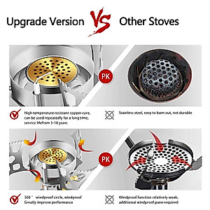 SVNVIOZ Camping Stove Windproof Backpacking Stove with Piezo Ignition, Plastic Storage Box, 2 Types Fuel Canister Adapters, Camping Gear Portable Stove for Outdoor Camping Hiking Cooking