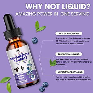 (2 Pack) Magnesium Complex Liquid Supplement, 2000mg Magnesium Taurate with Magnesium Glycinate 500mg,Malate,Aspartate,for Cardiovascular Health,Sleep,Calm,Cramps Support