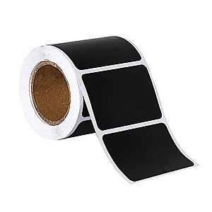 A Roll of 300pcs Black Rectangle Removable Storage Stickers Refrigerator Freezer Paper Label Self-Adhesive Labels-Waterproof Oil-Resistant for Kitchen Refrigerator Restaurants