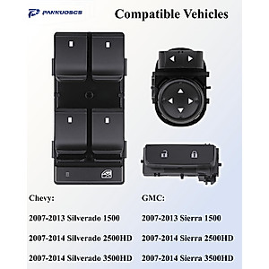 Window Switch Driver Side Compatible with 2007-2014 Chevy Silverado/GMC Sierra 1500 2500HD 3500HD Power Master Window Switch & Door Lock & Mirror Replace#20945129 15804093 22883768